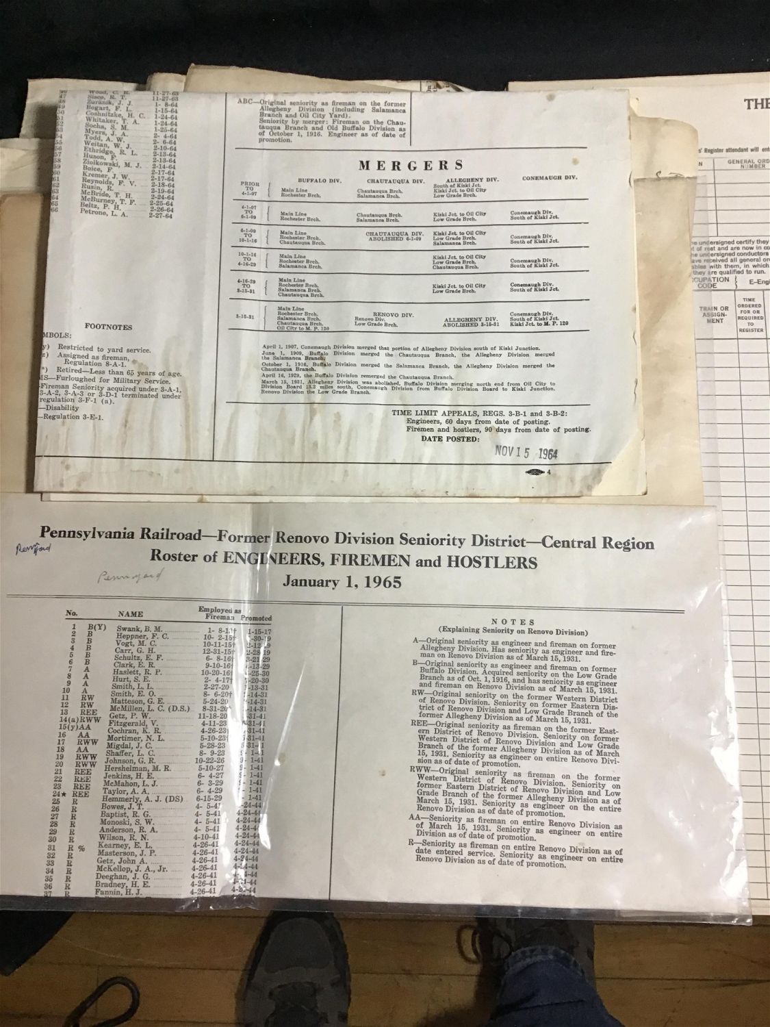 Lot 224 - Pennsylvania Railroad Seniority Roster Roster of engineers ...