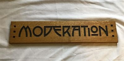 Lot 9 - Roycroft-style "Moderation" Sign | The Lodge Auction House