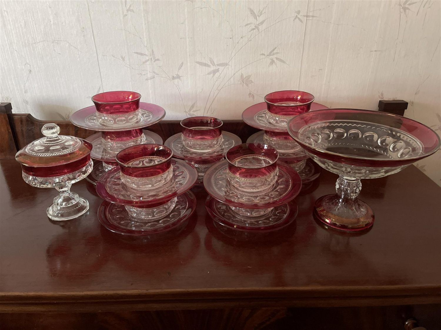 Lot 73 - Vintage Ruby Glass Plate and Bowl sets (43) | The Lodge ...