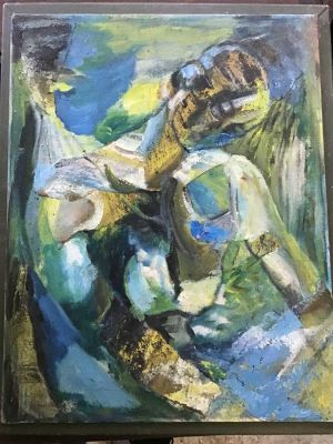 Lot 20 - Abstract Humanism Oil on Board | The Lodge Auction House