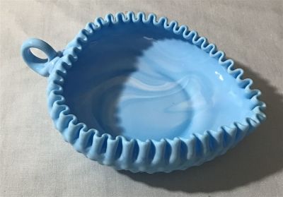 Lot 72 - Vintage Fenton Blue Slag Glass Hobnail Ruffled | The Lodge ...