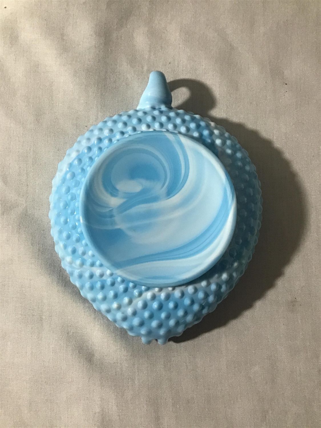 Lot 72 - Vintage Fenton Blue Slag Glass Hobnail Ruffled | The Lodge ...