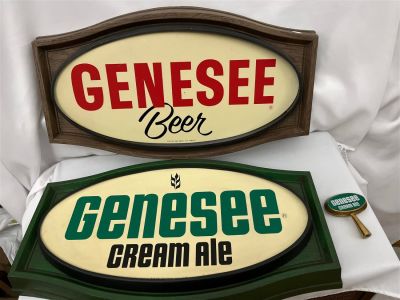 Lot 136 - Genesee Beer Tap Head & Signs | The Lodge Auction House