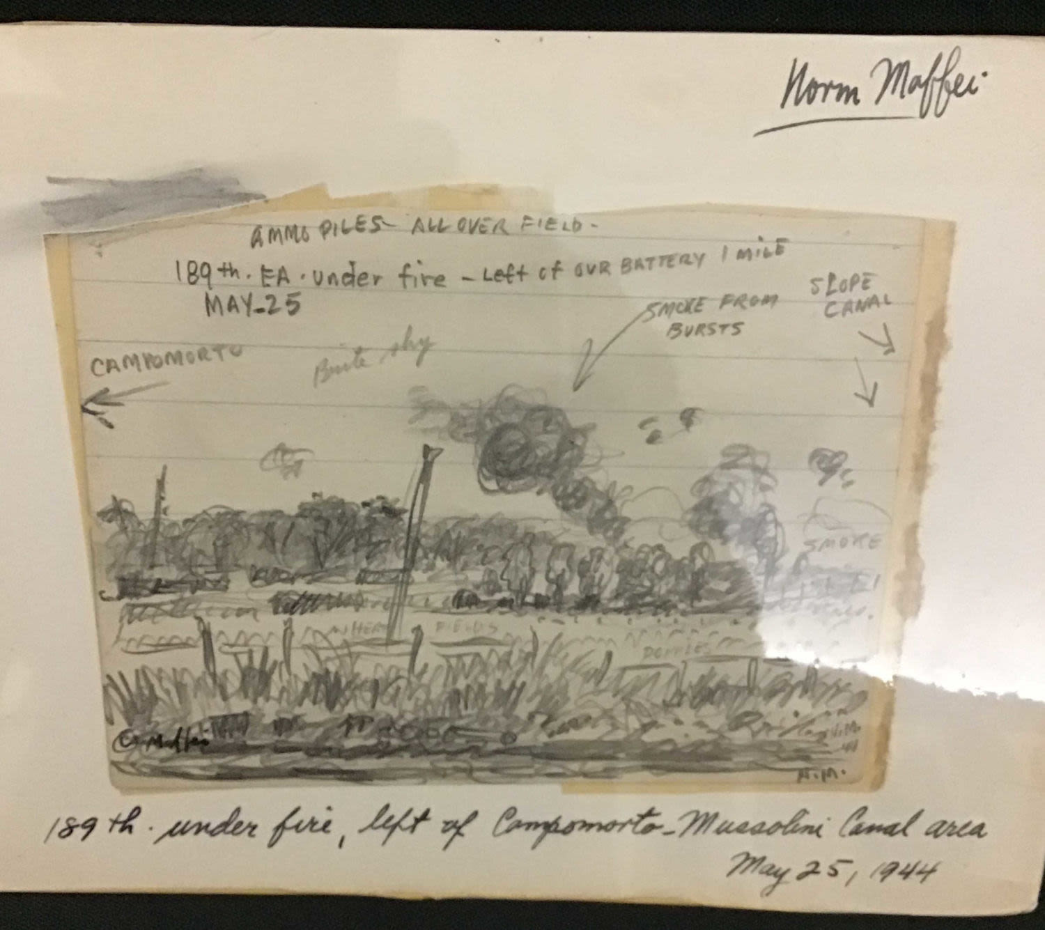 Lot 110 - MAFFEI Drawing of 189th Under Fire Left of | The Lodge ...