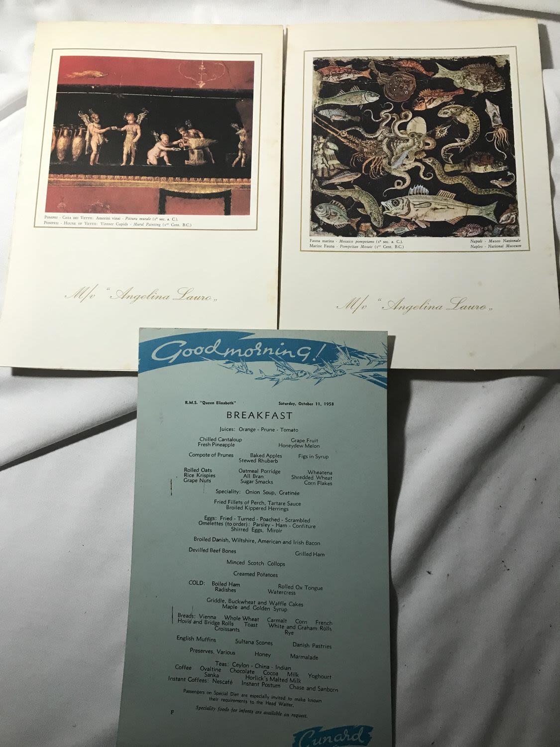 Lot 107 – Breakfast, Lunch & Dinner Menus from two – The Lodge Auction ...