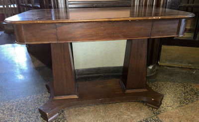 Lot 271 - Double Pillar Library Table w/ Single Drawer | The Lodge ...