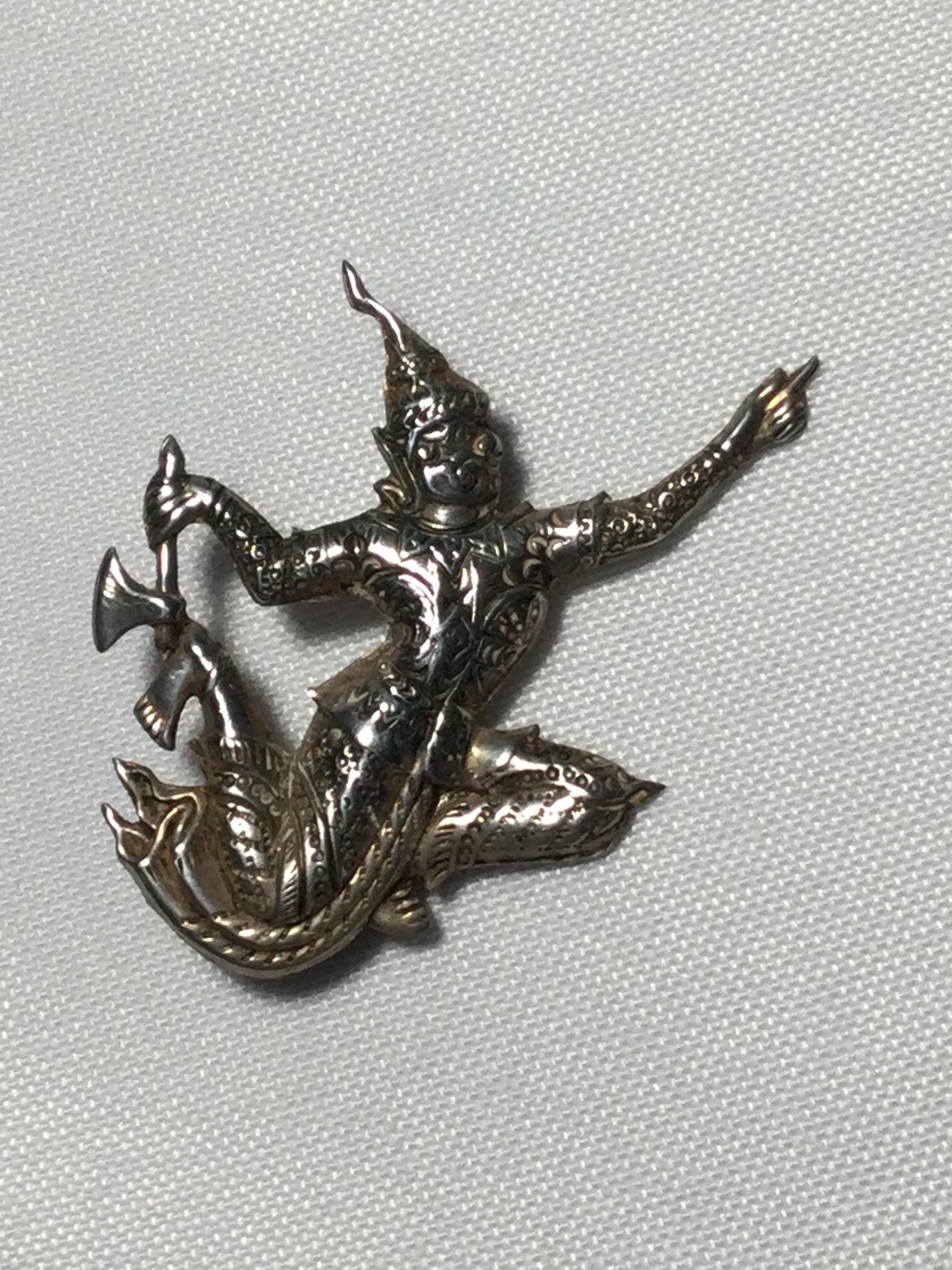 Lot 1 - Siam Sterling Thunder God Brooch | The Lodge Auction House