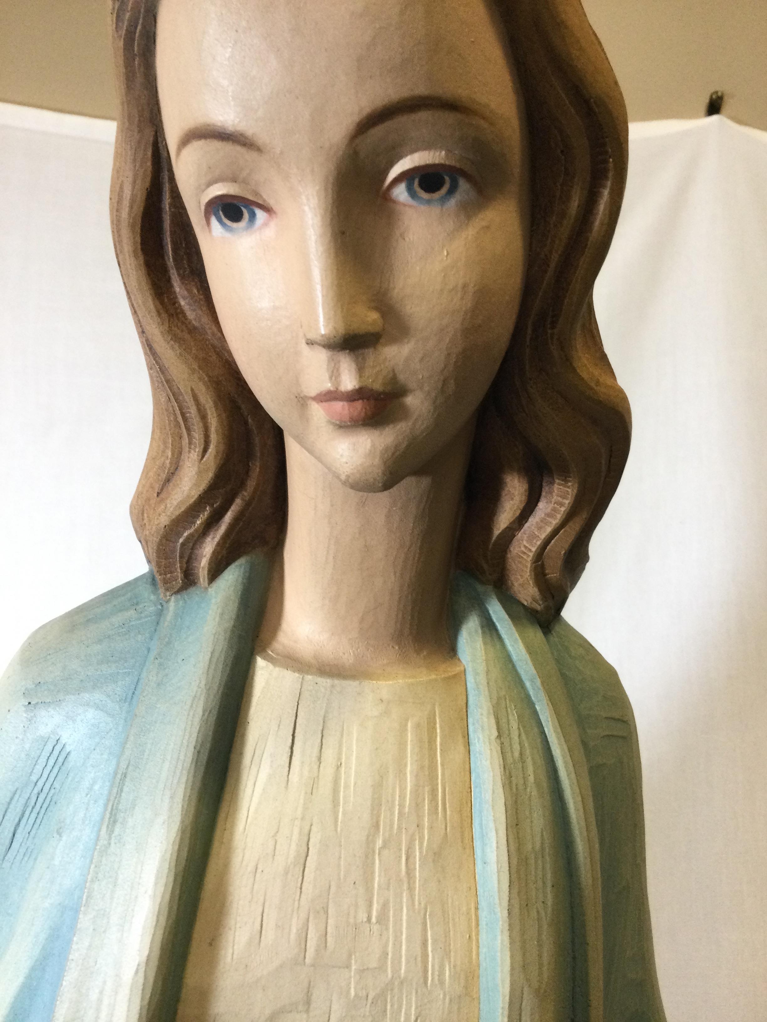 Lot 20 - Wooden statue of Mary carved in Italy | The Lodge Auction House