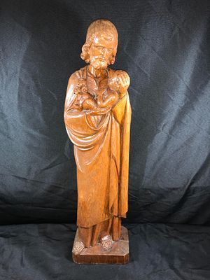 Lot 56 - Hand Carved Wood Statue of St Joseph & Child | The Lodge ...