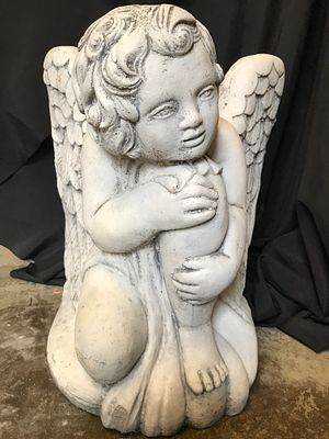 Lot 436b - Cast Sone Kneeling Angel Statue | The Lodge Auction House