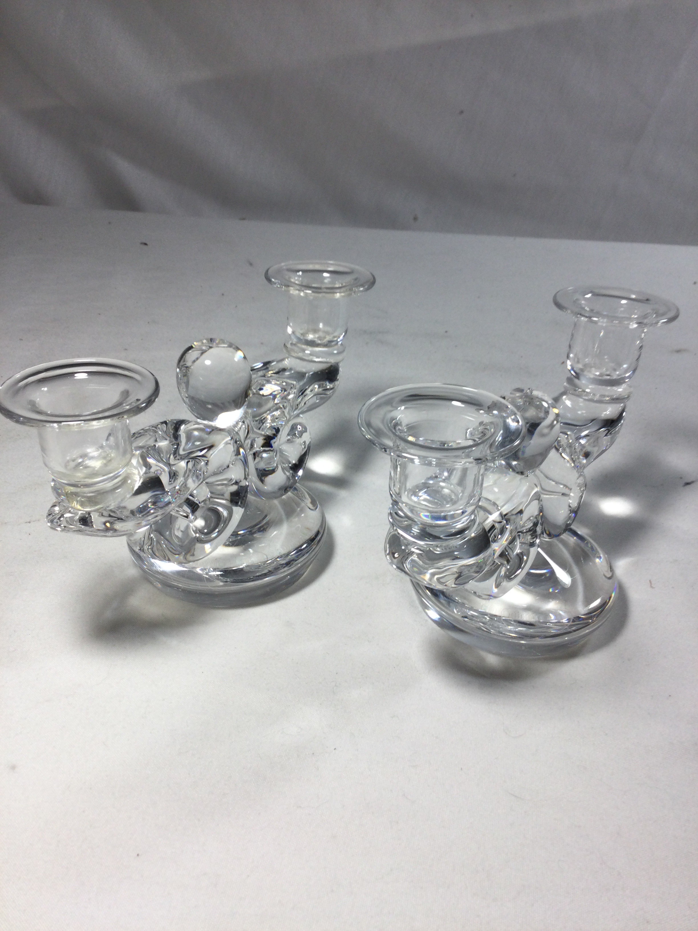 Lot 121 - Steuben Double Scroll Candle Holders (pair) | The Lodge ...