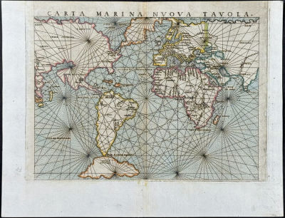 Lot 56638 - World: Ptolemy, pub. 1562 - Map of the World (America shown ...