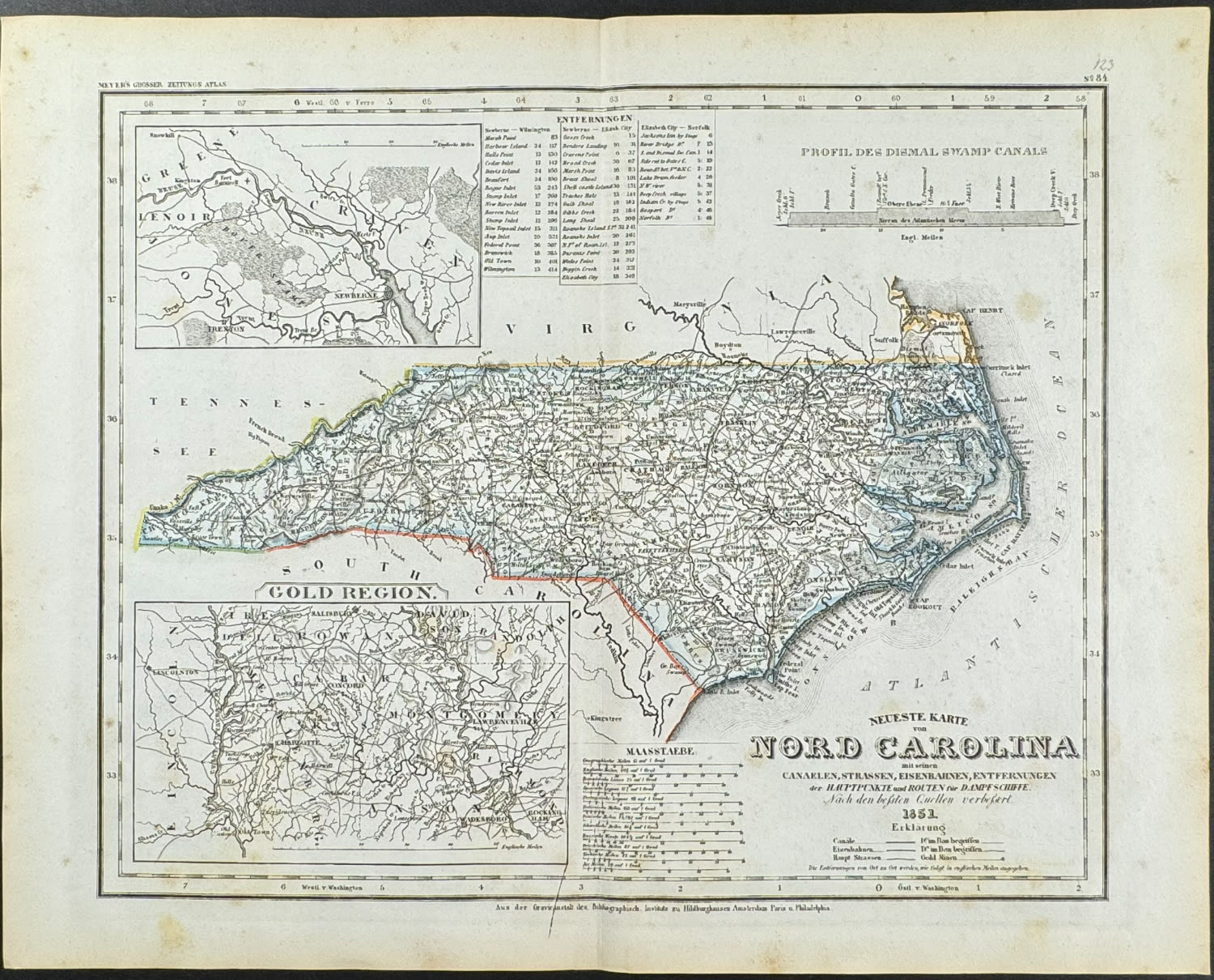 Lot 58836 - Meyer - Map of North Carolina (inset of Gold Region ...