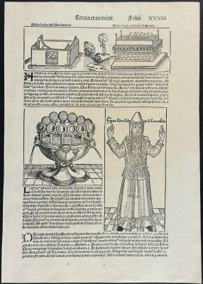 Lot 59402 - Schedel, pub. 1493 - Burning Altar, Fountain, Stone Tablets ...