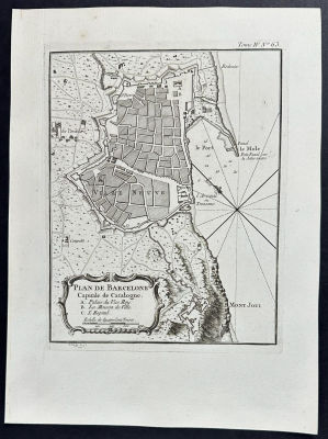 Lot 59632 - Bellin - Map of Barcelona, Spain | Trillium Rare Prints