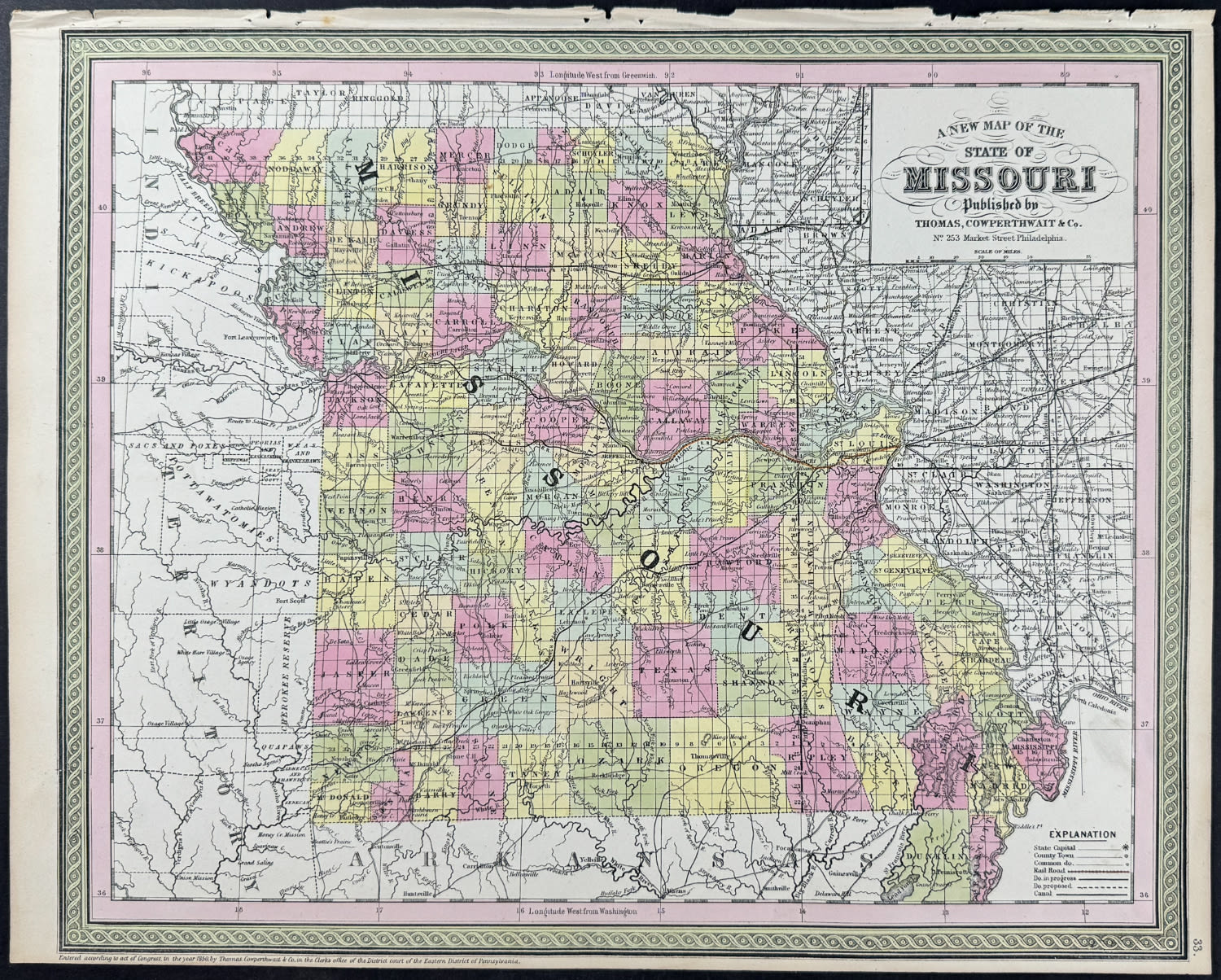 Lot 60611 - Mitchell - Map of the State of Missouri | Trillium Rare Prints
