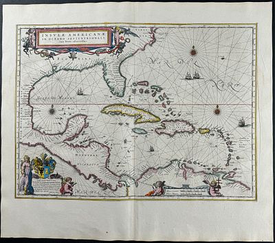 Lot 65432 - Blaeu - Map of West Indies (with part of Florida, Louisiana ...