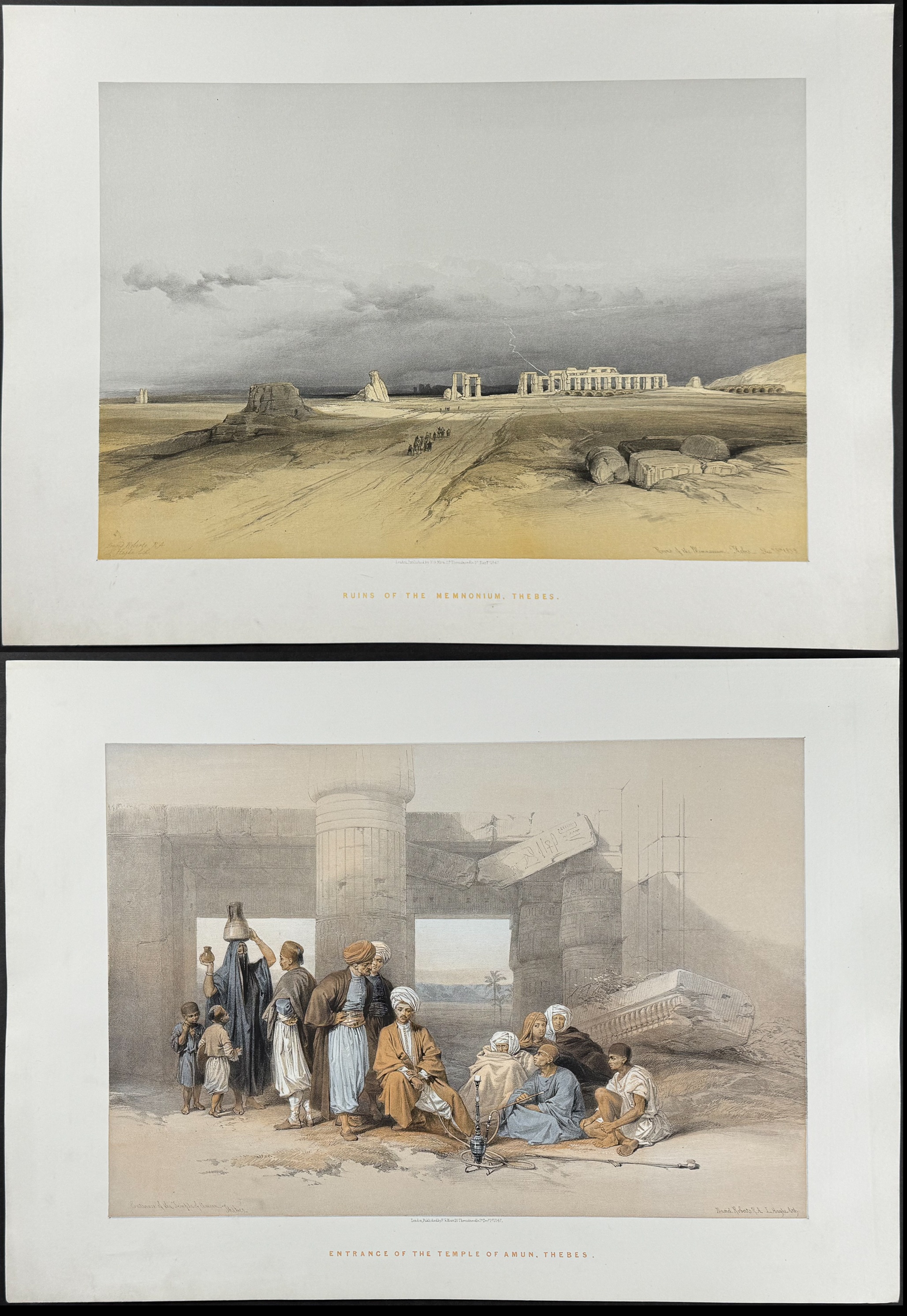 Lot 69845 - David Roberts - 4 Lithographs of Views in Thebes & Karnak ...