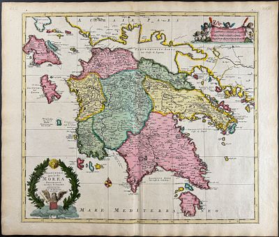 Lot 90448 - Mortier - Map of Morea, near Greece | Trillium Rare Prints