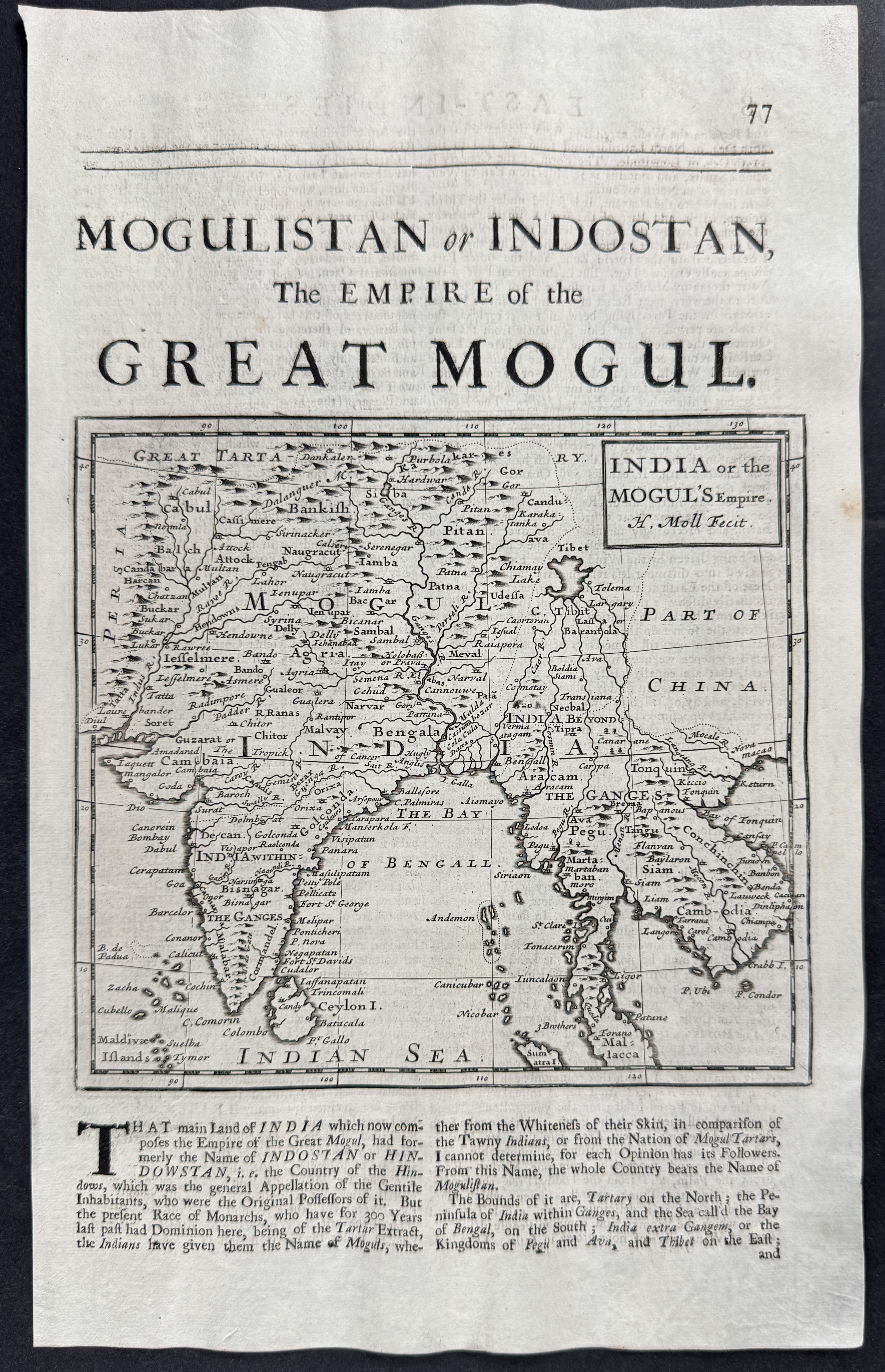Lot 1032 - Moll - Map of India (Mogulistan or Indostan, The Empire of ...