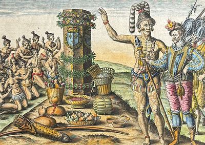 Lot 1063 - De Bry - Florida - Native Americans worship at a column ...