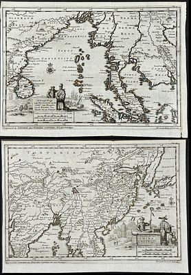 Lot 1850 - Van der Aa - Pair of Maps with Siam, Malacca, Ceylon, China ...