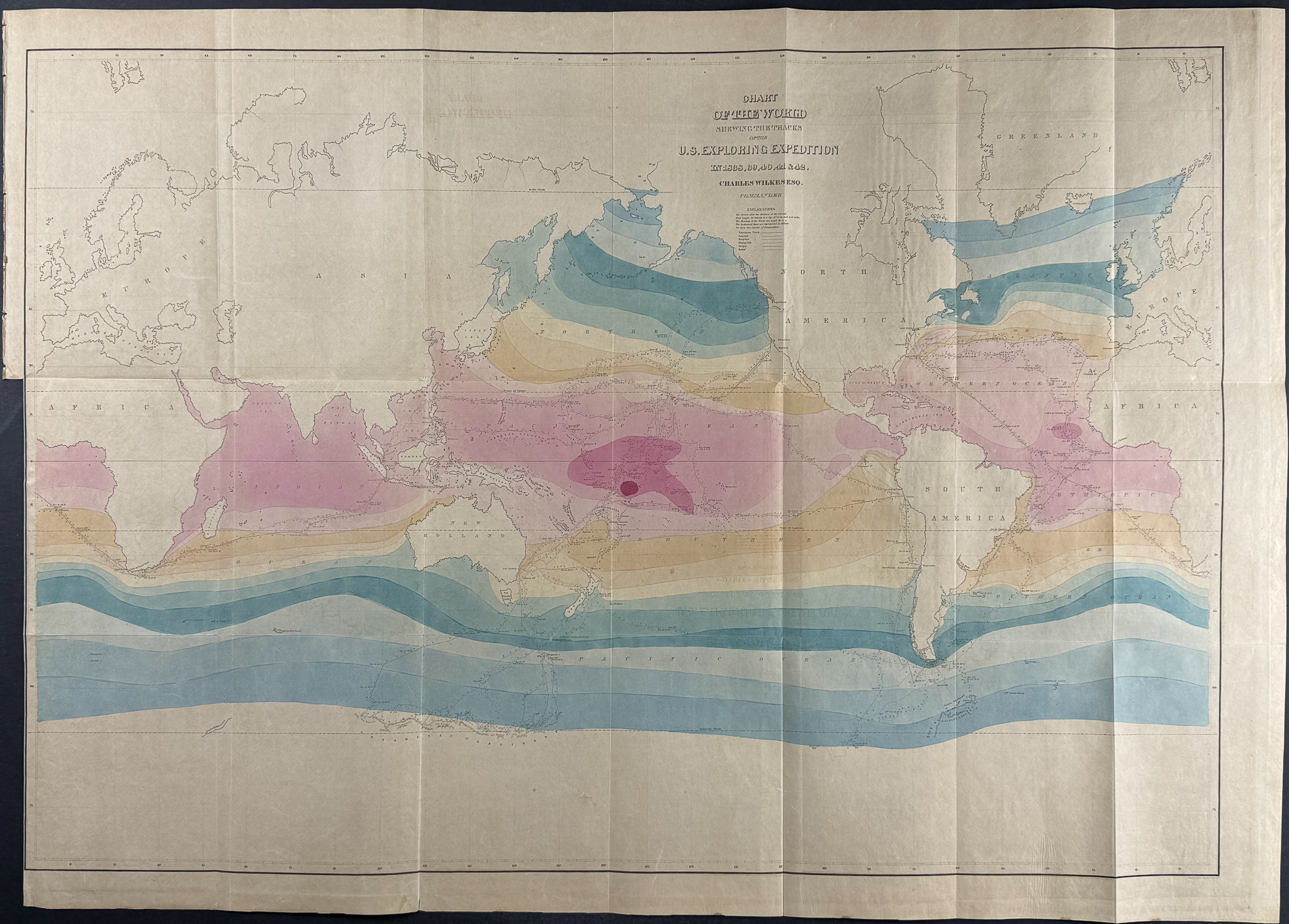 Lot 2203 - Wilkes - Chart of the World shewing the Tracks of the US ...