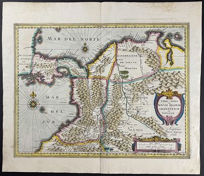 Lot 2432 - Mercator & Hondius, pub. 1634 - Map of Colombia, Panama, and ...