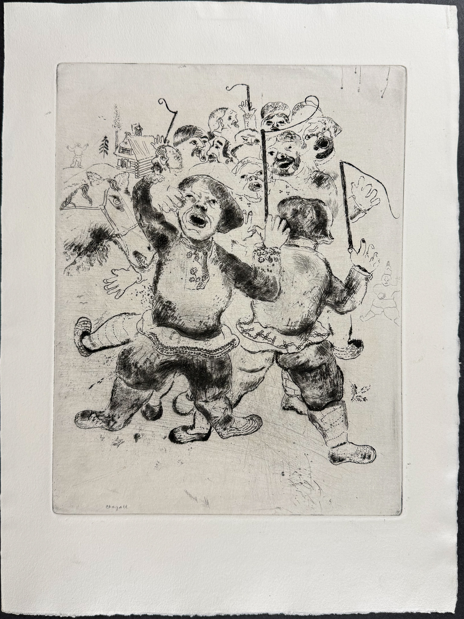 Lot 7080 - Chagall - Gathering of Peasants - Attroupement des Paysans ...