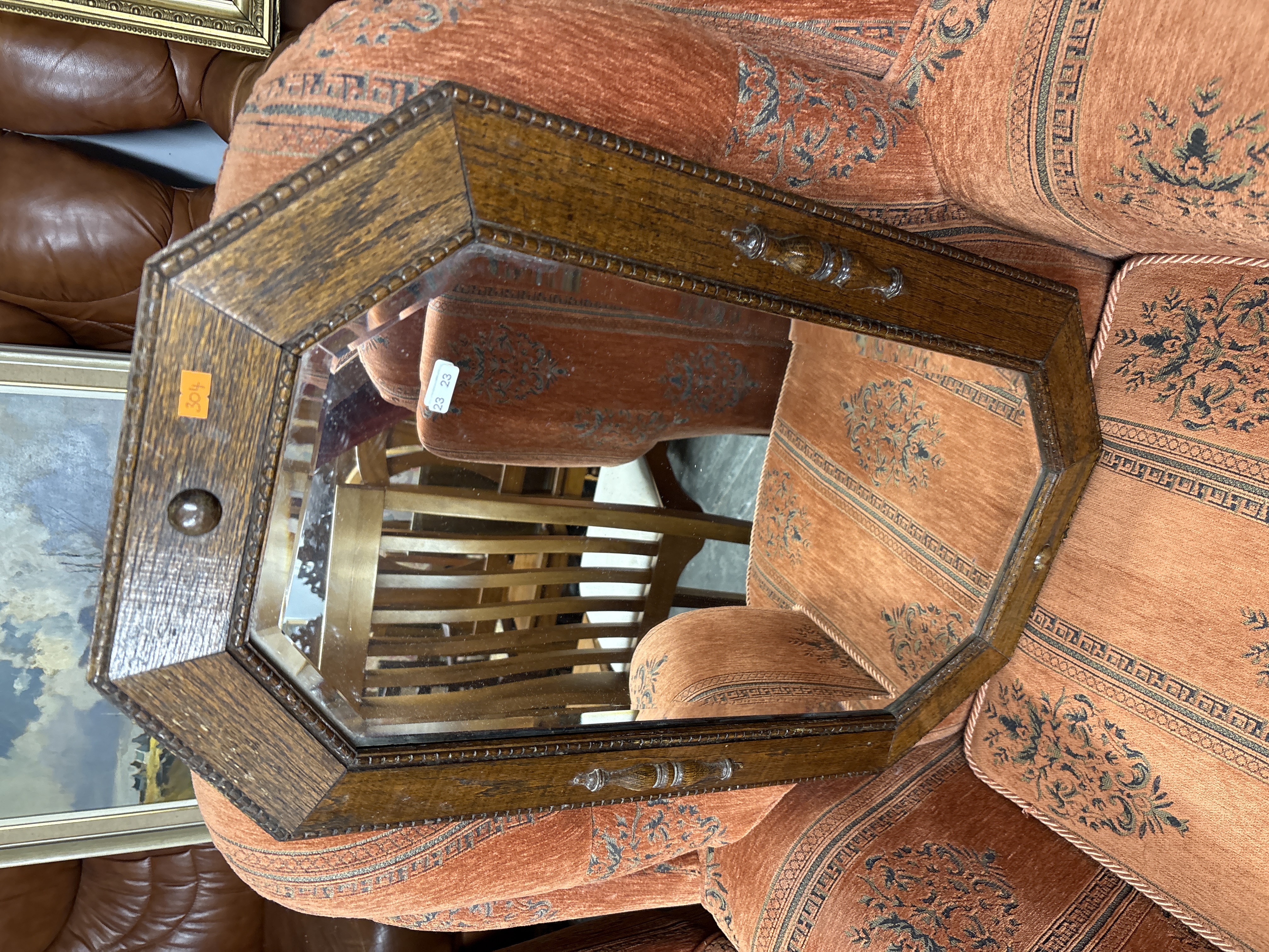 Lot 304 – An Arts and Crafts Style Octagonal Oak Framed Wall Mirror ...