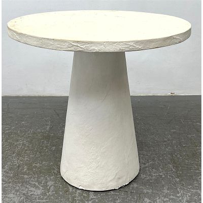 Lot 1051 - Pedestal base White Plaster Cafe Table. Round Top on cone ...