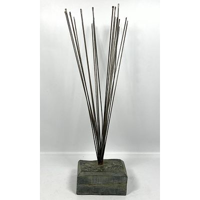 Lot 719 - Modernist Spray style Metal Art Sculpture. Metal rods emanate ...