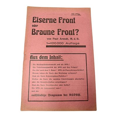 Lot 911 - Eiserne Front oder Braune Front? Propaganda Pamphlet | Frank ...