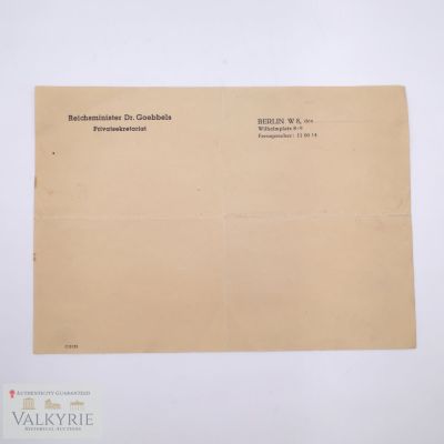 Lot 547 - Joseph Goebbels Stationery Paper | Valkyrie Historical Auctions