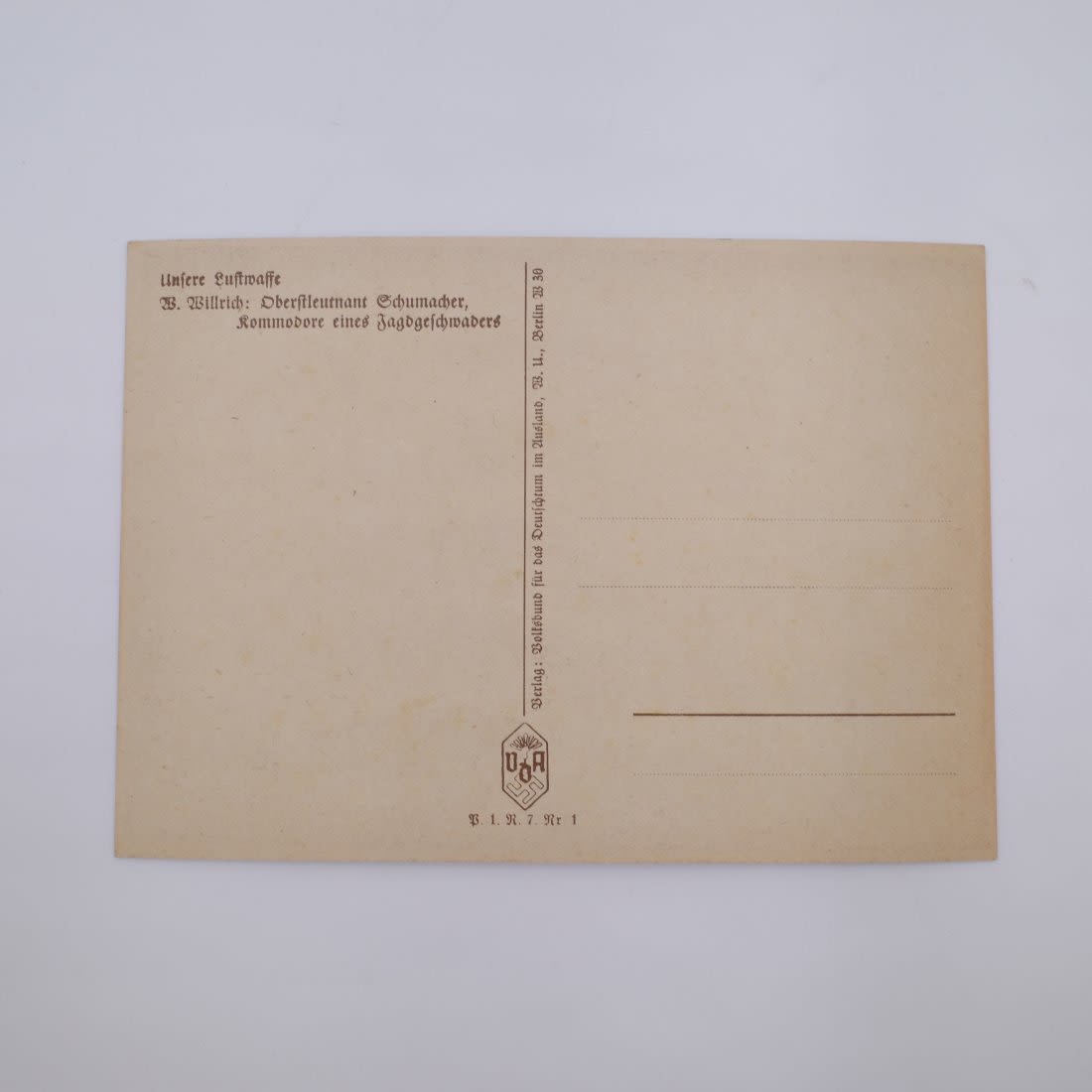 Lot 1148 - Nazi German Willrich Postcard, Lieutenant-Colonel Schumacher ...