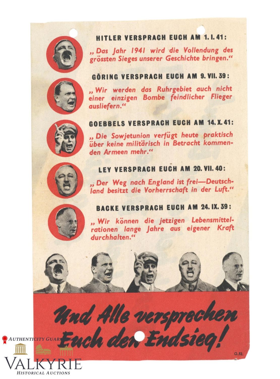 Lot 615 - Allied War Propaganda Leaflet "Remember With Every Bomb ...