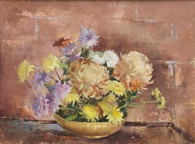 Lot 416 - Nan Greacen 18x24 Oil on Canvas Chrysanthemums • Wickliff ...