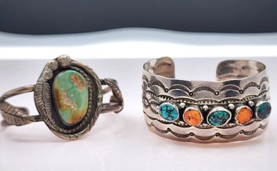 Lot 771 - Two Native American Turquoise Cuff Bracelets • Wickliff ...