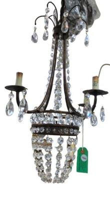 Lot 1045 - Cast Metal and Glass Prism Light Fixture • Wickliff Auctioneers