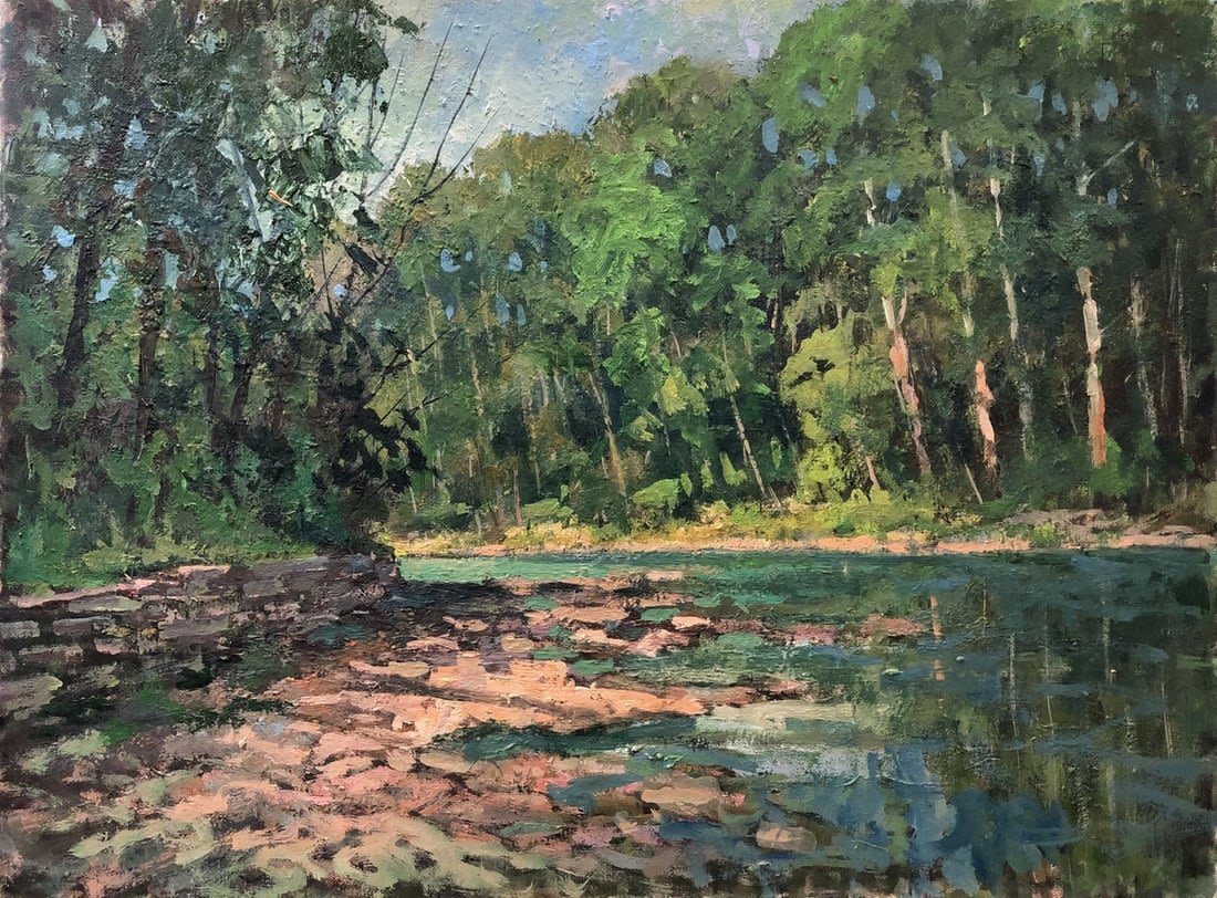 Lot 72 - Tom Woodson 18x24 Oil St. Marys River • Wickliff Auctioneers