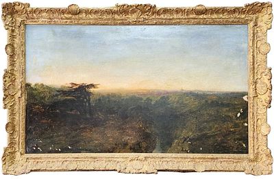 Lot 705 - Unclearly Signed Antique 26x43 O/C Hilltop View • Wickliff ...