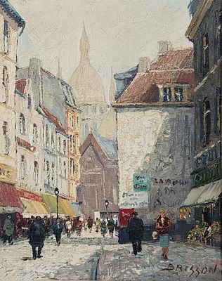 Lot 854 - Maurice Brisson 20x16 O/C Parisian Street Scene • Wickliff ...
