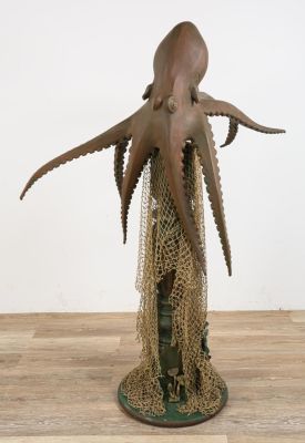 Lot 95 - Carved Nautical Octopus Sculpture on Pedestal - Willow Auction ...