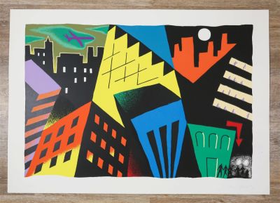 Lot 41 - Tim Clark "Plane in the City" Serigraph - Willow Auction House